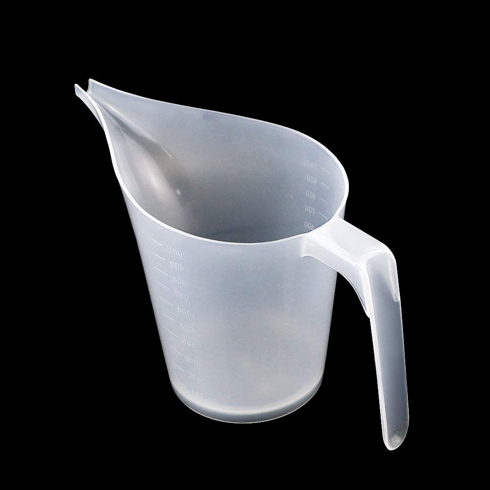 WYKOO Funnel Pitcher (1000ml) For Measuring, Easy Pour Measuring Cup with Funnel Spout, Filling Muffin Pans, Bake ware Molds, Salt Shakers, Spice Jars, Soap & Cakes Molds, Oils, Fluids(3-Pack)