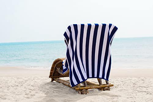 LANE LINEN 100% Cotton Beach Towel with Bag Towels 4 Pack 36"x72" Bath Cabana Stripe Pool Highly Absorbent Large Quick Dry Travel - Blue