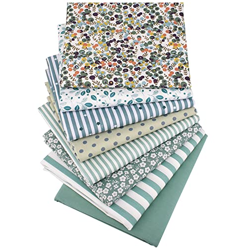 Hanjunzhao Pea Green Color Fat Quarters Fabric Bundles 18 x 22 inch for Quilting Sewing Crafting