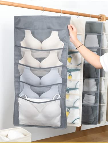 Large Bra holder Organizer Hanging Bra Storage Bra Hanger Especially suitable for sports bra, training bra, socks, baby clothes, shoe,bedroom storage,school dormitory storage(Gray, 1PCS 6+18 Grids)