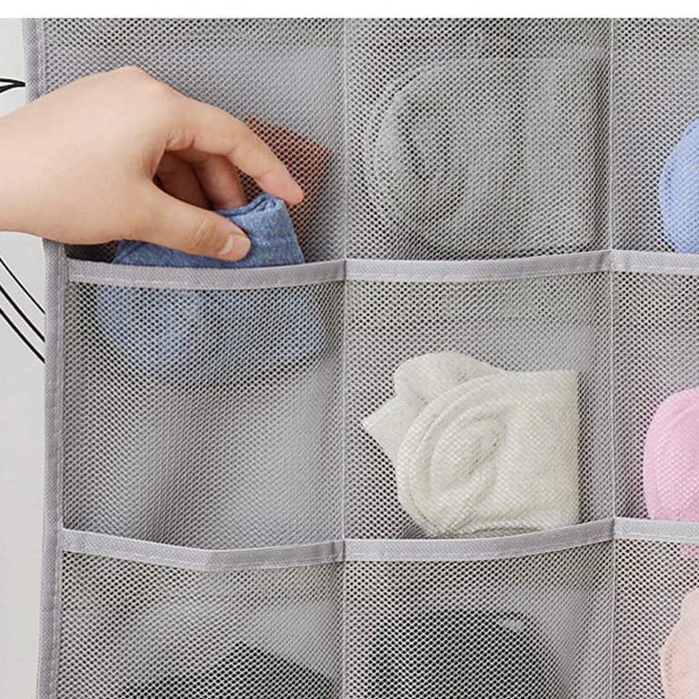 Large Bra holder Organizer Hanging Bra Storage Bra Hanger Especially suitable for sports bra, training bra, socks, baby clothes, shoe,bedroom storage,school dormitory storage(Gray, 1PCS 6+18 Grids)