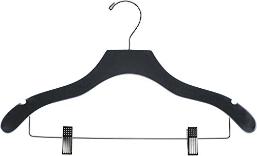 The Great American Hanger Company Wooden Combo Black Finish Hanger with Clips and Notches (Box of 25)