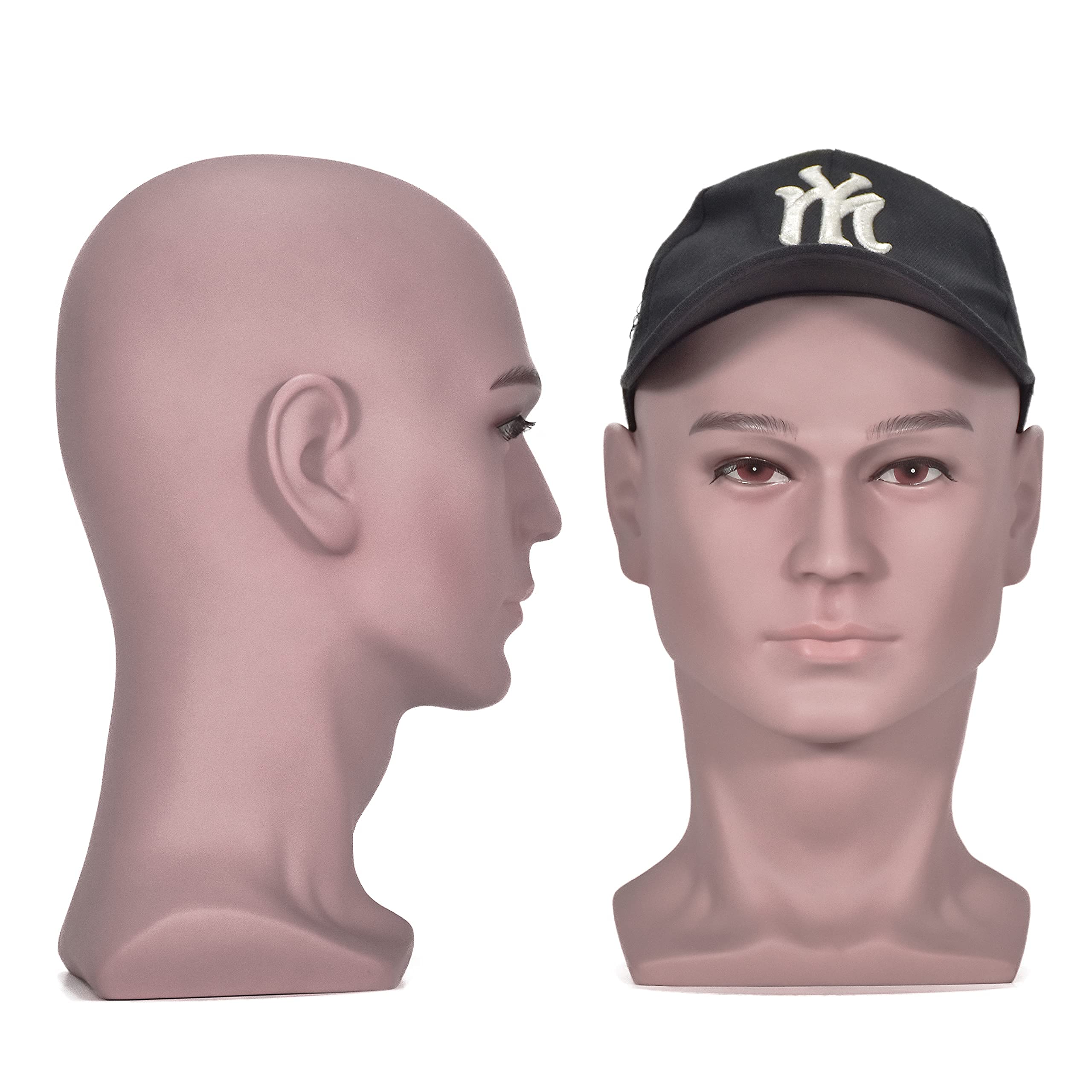 ZMS Male Mannequin Head Stand Professional Training Bald Head Manikin Bald Hat Display Wig Training Head ModelClamp(High 33cm, Circumference 57cm)
