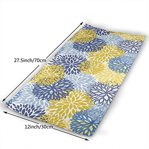 MSGUIDE Blue Yellow Navy Chrysanthemum Flowers Hand Towels for Bathroom Clearance Decor Face Towels Microfiber Towels Soft Fingertip Towel for Gym Yoga Spa Pool Sport Hotel