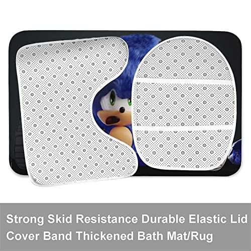 UIODXCN Son.ic The Hedge.hog 4 Piece Shower Curtain Sets, with Non-Slip Rugs, Toilet Lid Cover and Bath Mat, Durable and Waterproof, for Bathroom Decor Set, 72" X 72"