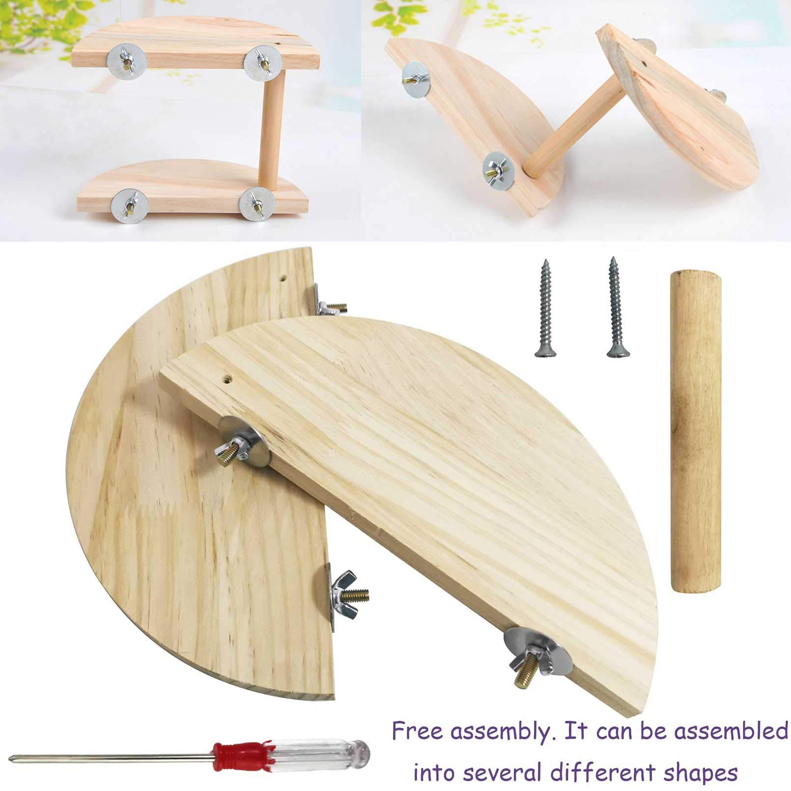 kathson Hamster Standing Platform Rat 2-Level Natural Wood Pedal Gerbil Round Standing Board Squirrel Cage Accessories Dwarf Hamster Activity Toys for Chinchilla Bird Parrot Mouse 3PCS