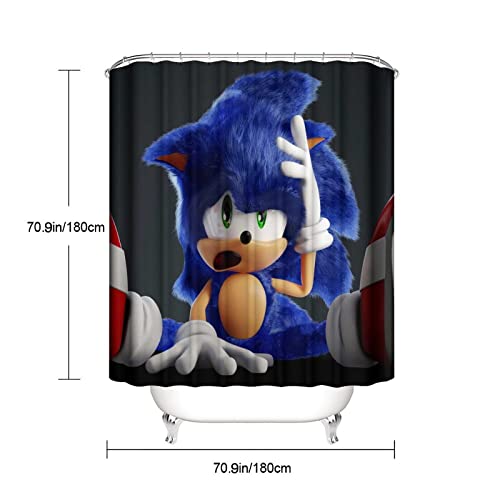 UIODXCN Son.ic The Hedge.hog 4 Piece Shower Curtain Sets, with Non-Slip Rugs, Toilet Lid Cover and Bath Mat, Durable and Waterproof, for Bathroom Decor Set, 72" X 72"