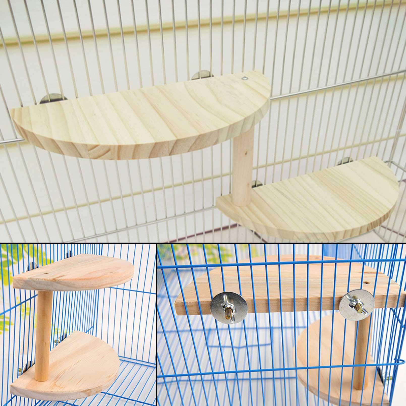 kathson Hamster Standing Platform Rat 2-Level Natural Wood Pedal Gerbil Round Standing Board Squirrel Cage Accessories Dwarf Hamster Activity Toys for Chinchilla Bird Parrot Mouse 3PCS