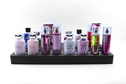 Polar Whale Lotion and Body Spray Stand Organizer Large Tray Washable Waterproof Insert for Home Bathroom Bedroom Office 23.25 x 13.5 x 2 Inches 40 Slots Black