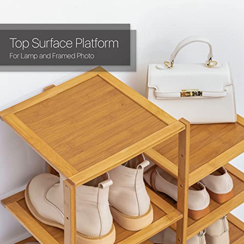 MoNiBloom 12 Tier Shoe Rack for Entryway, Bamboo Vertical Double Row Shoe Storage Space Saving Shoe Organizer for Small Spaces Corner Bedroom, Natural