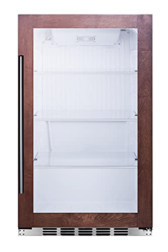 Summit SPR489OSPNR Commercially Approved Shallow Depth Indoor/Outdoor Beverage Cooler for Built-in or Freestanding Use with Panel-Ready Door Trim, Glass Door, Black Cabinet (Panel not included)