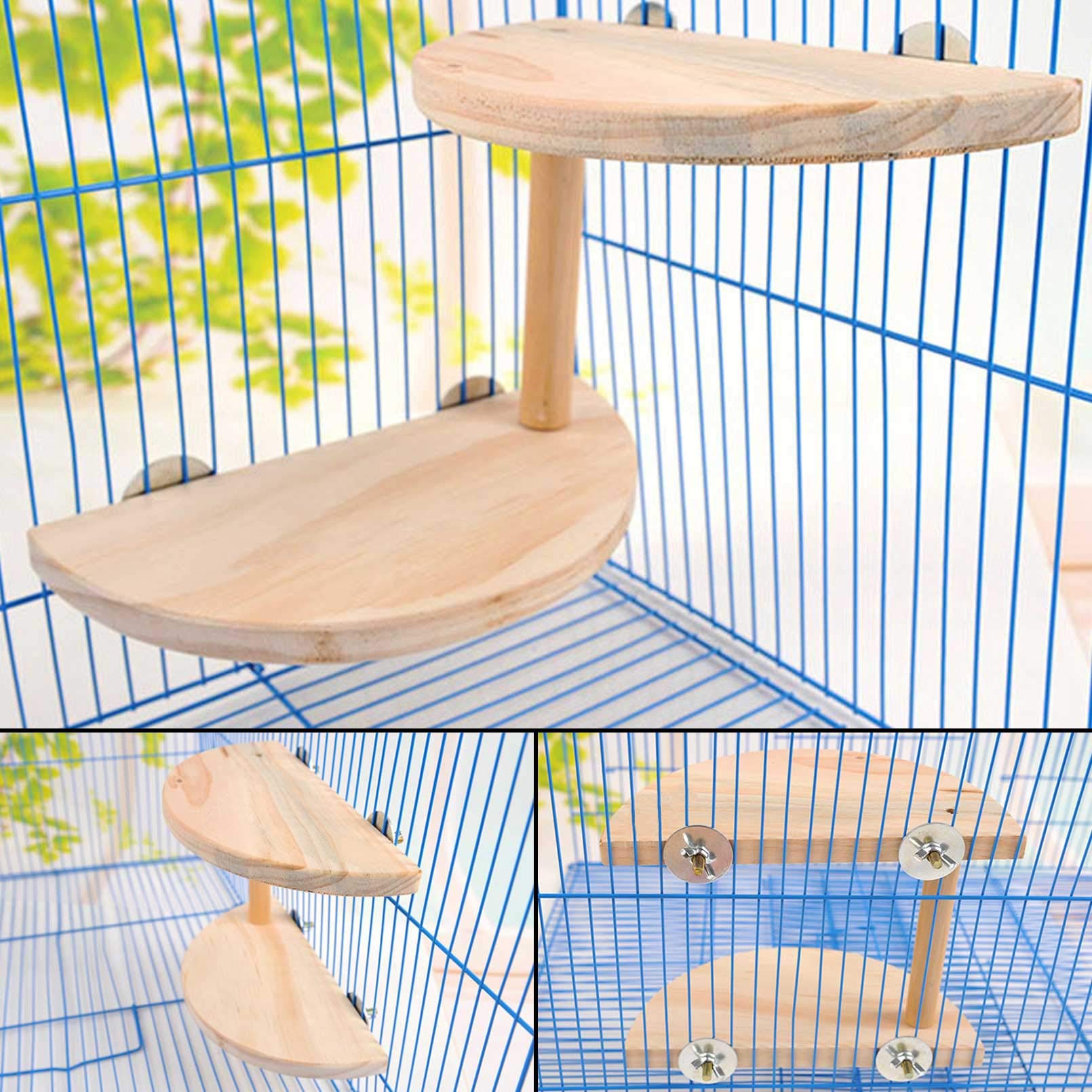 kathson Hamster Standing Platform Rat 2-Level Natural Wood Pedal Gerbil Round Standing Board Squirrel Cage Accessories Dwarf Hamster Activity Toys for Chinchilla Bird Parrot Mouse 3PCS