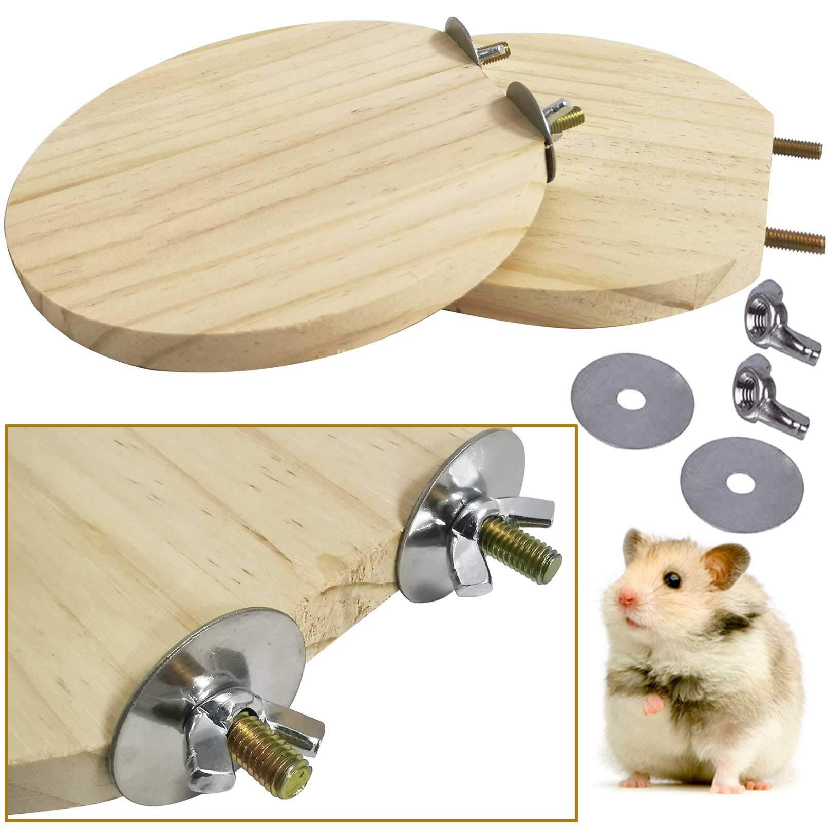 kathson Hamster Standing Platform Rat 2-Level Natural Wood Pedal Gerbil Round Standing Board Squirrel Cage Accessories Dwarf Hamster Activity Toys for Chinchilla Bird Parrot Mouse 3PCS