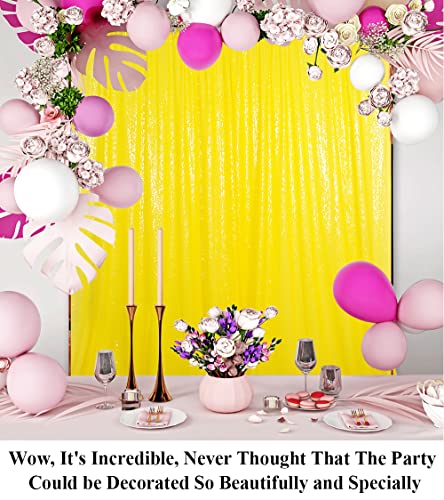 Partisout Sequin Backdrop Curtain 4ftx7ft Sequence Backdrops Party Glitter Background Sparkle Wedding Photo Shimmer Curtains (Yellow)