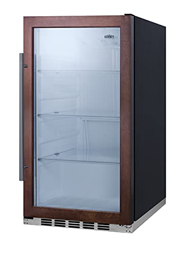 Summit SPR489OSPNR Commercially Approved Shallow Depth Indoor/Outdoor Beverage Cooler for Built-in or Freestanding Use with Panel-Ready Door Trim, Glass Door, Black Cabinet (Panel not included)