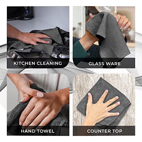 Avalon Towels Cotton Washcloths β (Pack of 24) Size 12x12 Inches Premium Ring Spun Cotton, Super Absorbent Soft Face Towels, Gym Towels, Hotel Spa Quality, Reusable Multipurpose Towels (Grey)