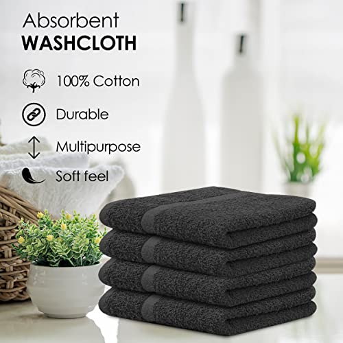 Avalon Towels Cotton Washcloths β (Pack of 24) Size 12x12 Inches Premium Ring Spun Cotton, Super Absorbent Soft Face Towels, Gym Towels, Hotel Spa Quality, Reusable Multipurpose Towels (Grey)