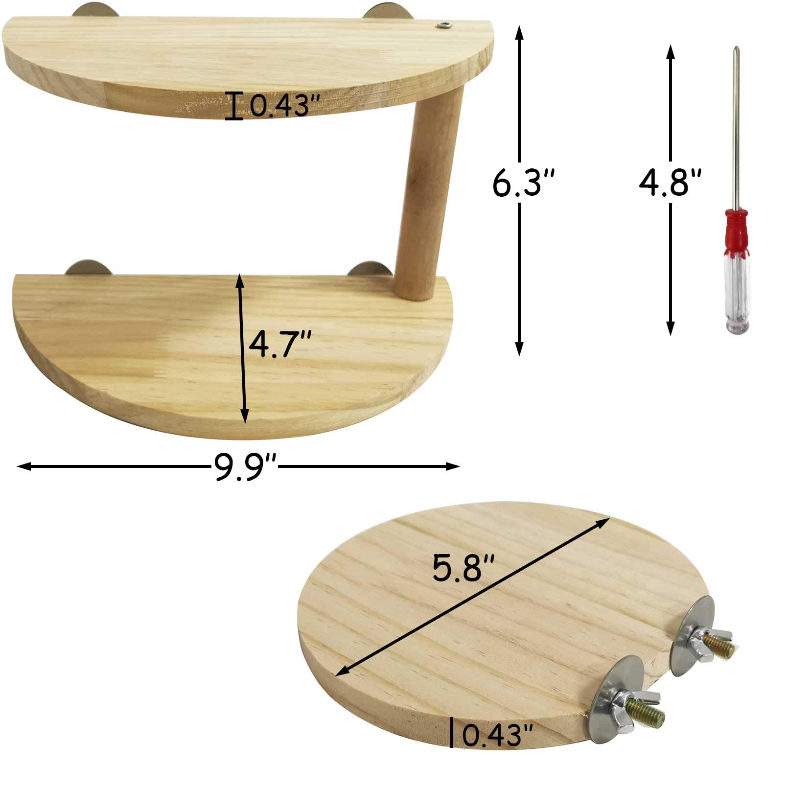 kathson Hamster Standing Platform Rat 2-Level Natural Wood Pedal Gerbil Round Standing Board Squirrel Cage Accessories Dwarf Hamster Activity Toys for Chinchilla Bird Parrot Mouse 3PCS