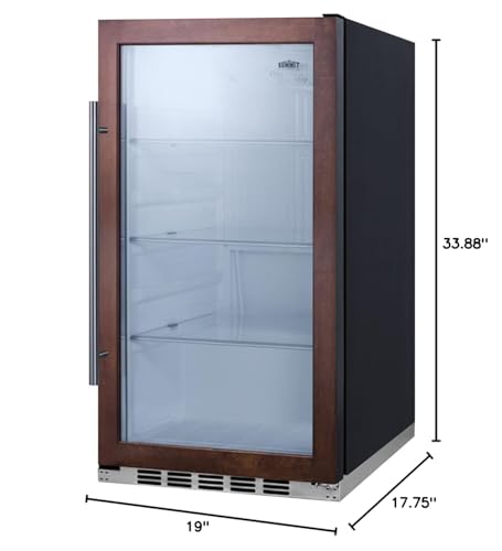 Summit SPR489OSPNR Commercially Approved Shallow Depth Indoor/Outdoor Beverage Cooler for Built-in or Freestanding Use with Panel-Ready Door Trim, Glass Door, Black Cabinet (Panel not included)