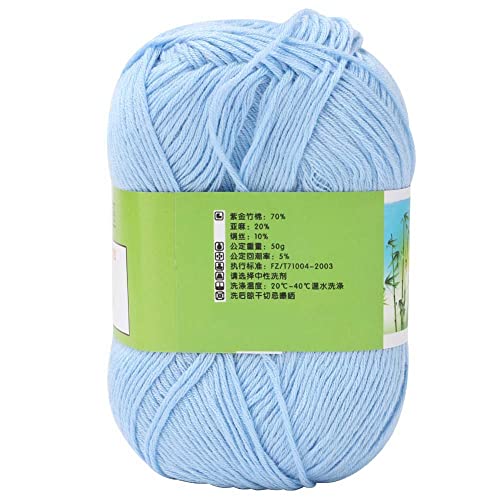 Jeanoko Popular Medium-Fine Bamboo Charcoal Line Cotton Woven Sweater Scarf Yarn with a Crochet for Knitting Crocheted Work(Sky Blue) Yarn