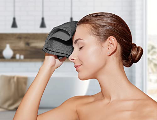 Avalon Towels Cotton Washcloths β (Pack of 24) Size 12x12 Inches Premium Ring Spun Cotton, Super Absorbent Soft Face Towels, Gym Towels, Hotel Spa Quality, Reusable Multipurpose Towels (Grey)