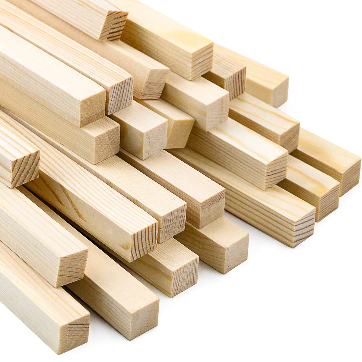 BILLIOTEAM 25 Pack Unfinished Wooden Square Dowel Rod 1/2" x 12" Hardwood Square Dowel Sticks for DIY Crafts Projects,Home Decor