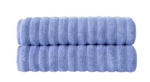 Classic Turkish Towels Luxury Ribbed 2 Piece Bath Towel Set - 100% Turkish Cotton Absorbent, Quick-Dry, Premium Towels for Bathroom, 27x54 inches (Royal Blue)
