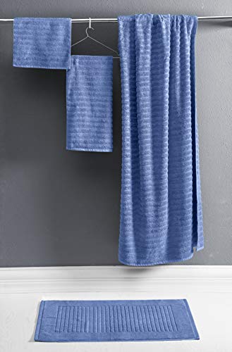 Classic Turkish Towels Luxury Ribbed 2 Piece Bath Towel Set - 100% Turkish Cotton Absorbent, Quick-Dry, Premium Towels for Bathroom, 27x54 inches (Royal Blue)