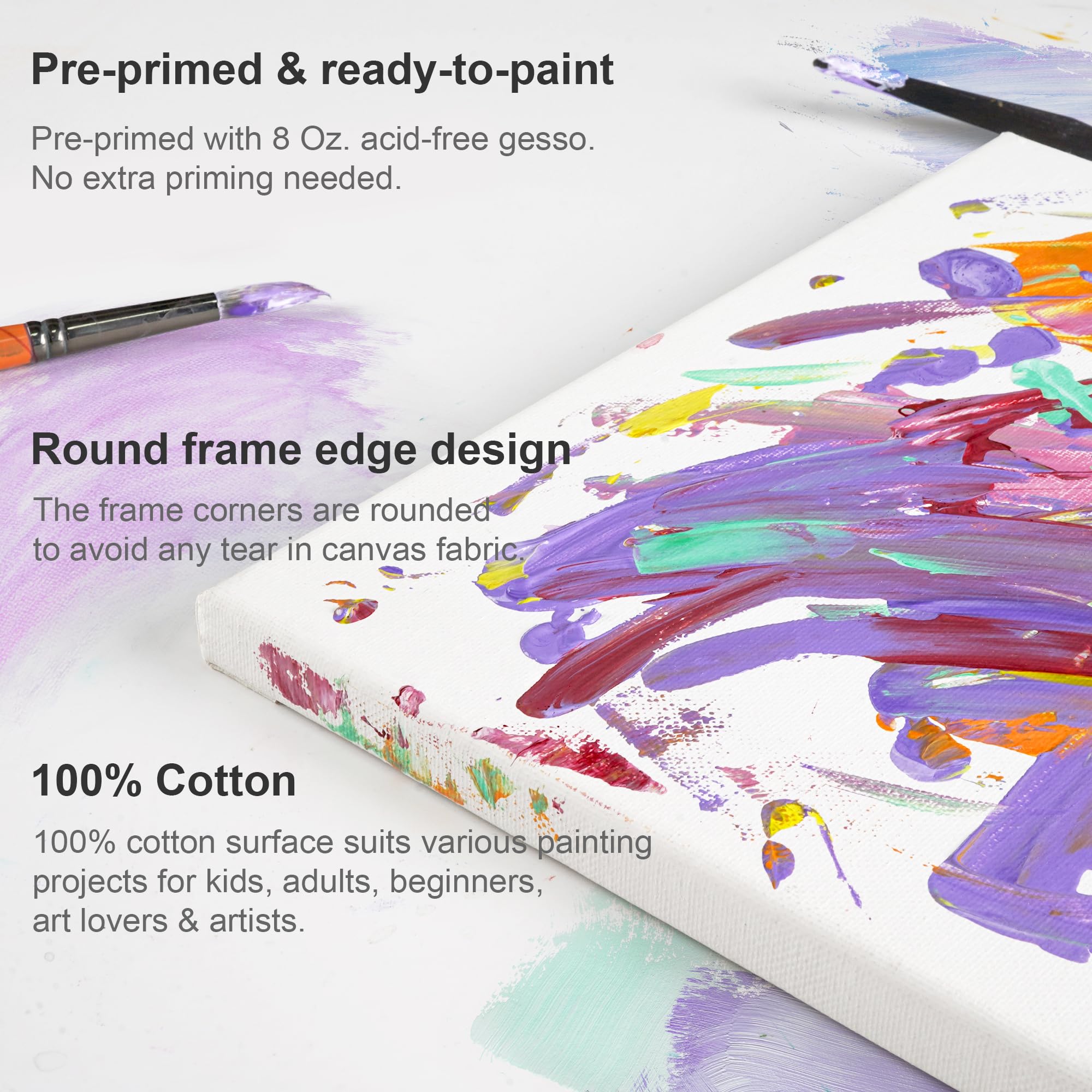 PHOENIX Stretched Canvas for Painting 12x16 Inch/10 Bulk Pack, 8 Oz Triple Primed 5/8 Inch Profile 100% Cotton White Blank Canvas, Artist Framed Canvas for Oil Acrylic & Pouring Art