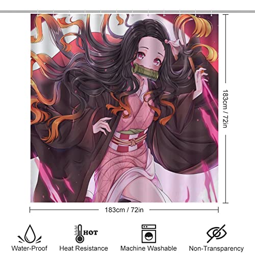 FFIS Anime ๐๐.๐๐จ๐ง ๐๐ฅ๐.๐๐๐ซ ๐๐๐ณ๐ฎ.๐๐จ Bathroom Shower Curtain Set, 4 Piece Bathroom with Waterproof Shower Curtain and Non Slip Shower Mat & Toilet Lid Cover Mat U Carpet