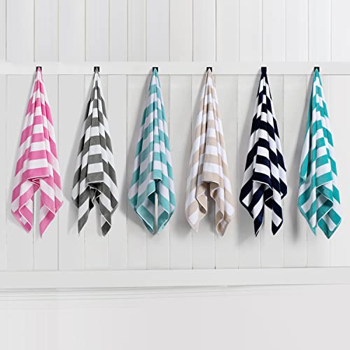 LULUHOME Plush Oversized Beach Towel - Fluffy Cotton Thick 36 x 70 Inch Chiffon Striped Pool Towels, Large Summer Cabana Swimming Towel for Adults