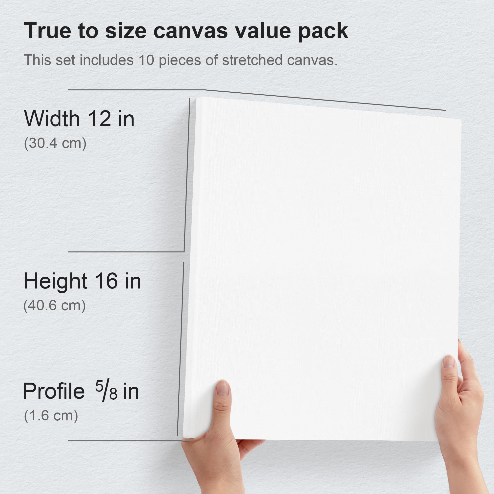 PHOENIX Stretched Canvas for Painting 12x16 Inch/10 Bulk Pack, 8 Oz Triple Primed 5/8 Inch Profile 100% Cotton White Blank Canvas, Artist Framed Canvas for Oil Acrylic & Pouring Art