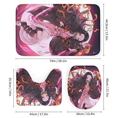 FFIS Anime ๐๐.๐๐จ๐ง ๐๐ฅ๐.๐๐๐ซ ๐๐๐ณ๐ฎ.๐๐จ Bathroom Shower Curtain Set, 4 Piece Bathroom with Waterproof Shower Curtain and Non Slip Shower Mat & Toilet Lid Cover Mat U Carpet