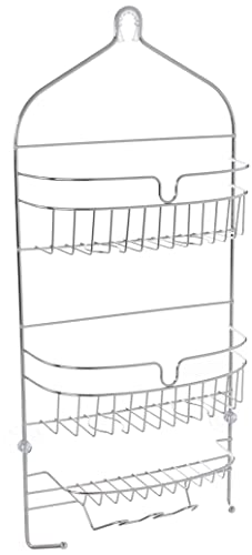 Kenney Rust-Resistant Heavy Duty 3-Tier Large Hanging Shower Caddy with Suction Cups and Four Razor Holders, Chrome