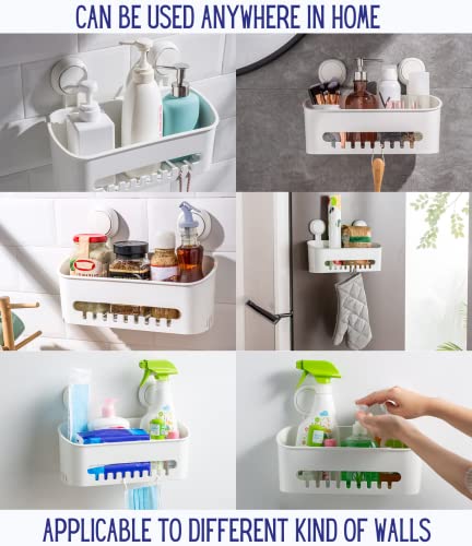 Shower Caddy Vacuum Suction Cup 3Pcs-No Drilling Bathroom Suction Cup Shower Shelf Organizer-Shower Shelves Basket for Shampoo,Soap and Toothbrush Holder-Racks for Inside Bath and Kitchen Wall (White)