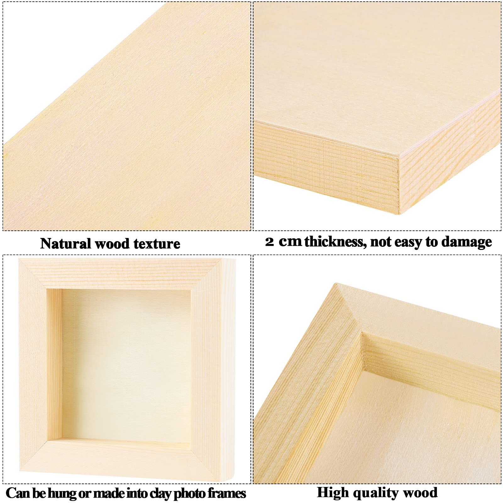 ADXCO 8 Pack Wood Panels 4 x 4 Inch Unfinished Wood Canvas Wooden Panel Boards for Painting, Pouring, Arts Use with Oils, Acrylics