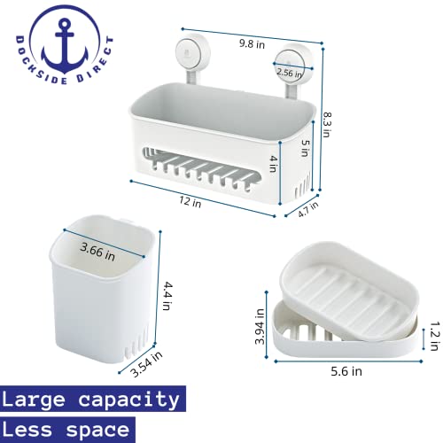 Shower Caddy Vacuum Suction Cup 3Pcs-No Drilling Bathroom Suction Cup Shower Shelf Organizer-Shower Shelves Basket for Shampoo,Soap and Toothbrush Holder-Racks for Inside Bath and Kitchen Wall (White)