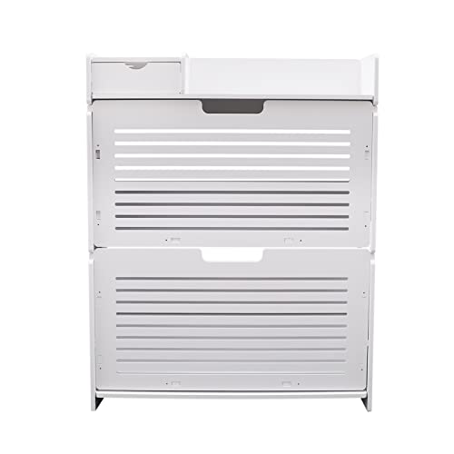 Goudergo 2 Layer Tipping Bucket Shoe Rack,White Shoe Storage Cabinet,Narrow Shoe Cabinet for Entrances & Hallways & Living Room & Study & Bedroom & Corridor,Etc