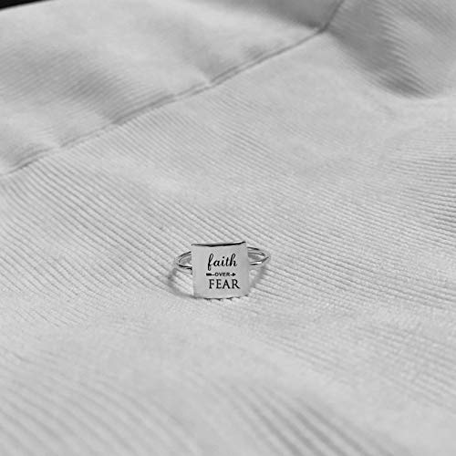 SIMONLY Faith Over Fear Ring&Be Still Ring&Have Faith Ring&Trust Gods Plan Ring&Trust In God Ring &God Is In Control Ring Inspirational Ring For Gift For Friends (Faith Over Fear, 7)