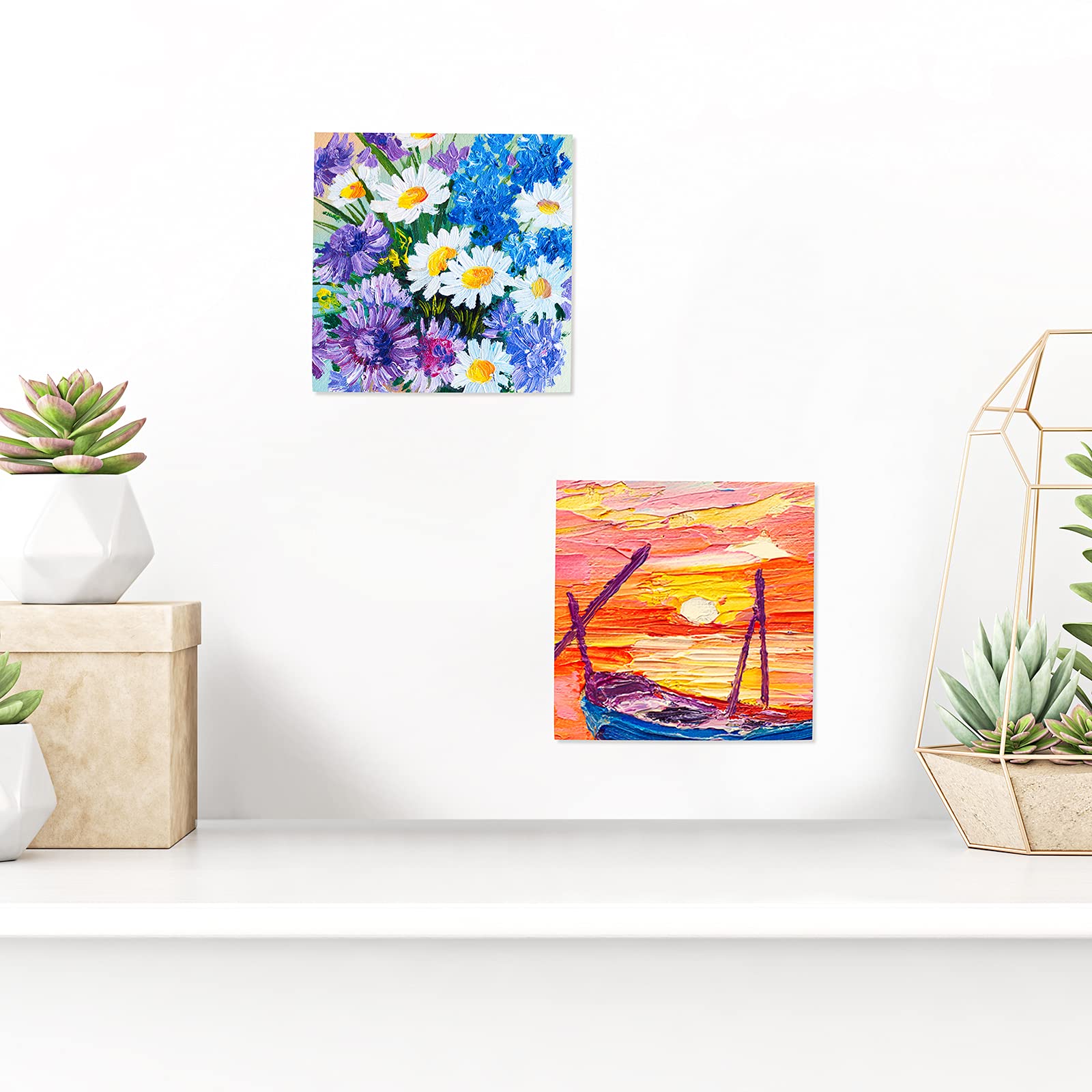 ADXCO 8 Pack Wood Panels 4 x 4 Inch Unfinished Wood Canvas Wooden Panel Boards for Painting, Pouring, Arts Use with Oils, Acrylics