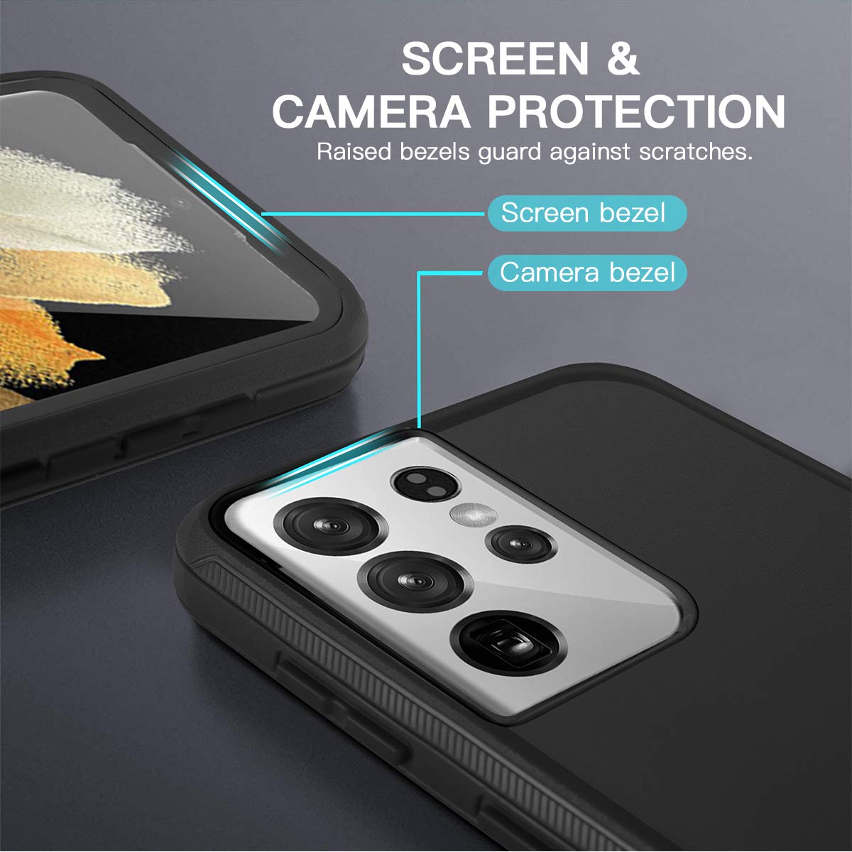 AICase Belt-Clip Holster Case for Galaxy S21 Ultra with Screen Protector, Heavy Duty Drop Protection Full Body Rugged Shockproof/DustProof Tough Military Grade Phone Cover for Samsung Galaxy S21 Ultra
