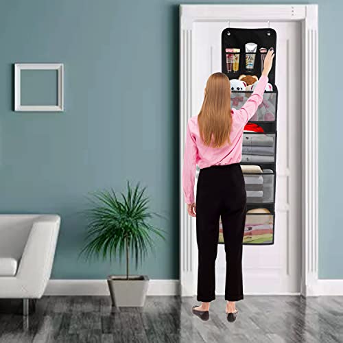Boczif Over Door Hanging Organizer, 5-Shelf Wall Mount Storage with 4 Large Pocket and Mesh Clear Window, Anti Tilt Behind Door Organizer for Bathroom, Pantry, Closet, Dorm, Toys, Kitchen, Cosmetics