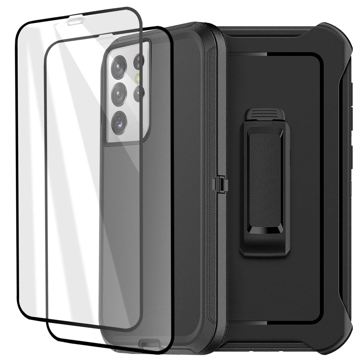 AICase Belt-Clip Holster Case for Galaxy S21 Ultra with Screen Protector, Heavy Duty Drop Protection Full Body Rugged Shockproof/DustProof Tough Military Grade Phone Cover for Samsung Galaxy S21 Ultra