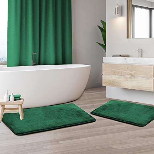 Clara Clark Bath Mat Set â Memory Foam Bath Mat - Soft Bathroom Rug - Non Slip and Super Absorbent - Fast Drying Machine Washable Bath Mat Set of 2 20 x 32, 17 x 24, Hunter