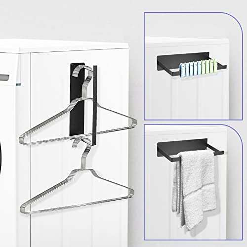 KKUYT Magnetic Hanger Organizer, Hanger Storage Stacker Holds up 40 Metal Coat Hanger, Hanger Rack for Washing Machine, Wall Mount Clothes Hanger Holder Rack to Keep Laundry Room Closet Tidy