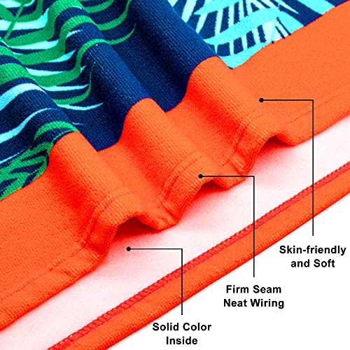 Touchat Beach Towel Oversized,Super Absorbent Sand Free Thick Microfiber Beach Towel,Cute Tropical Palm Leaf Beach Towels 30”x60” for Kids,Men,Women,Girls,Boys