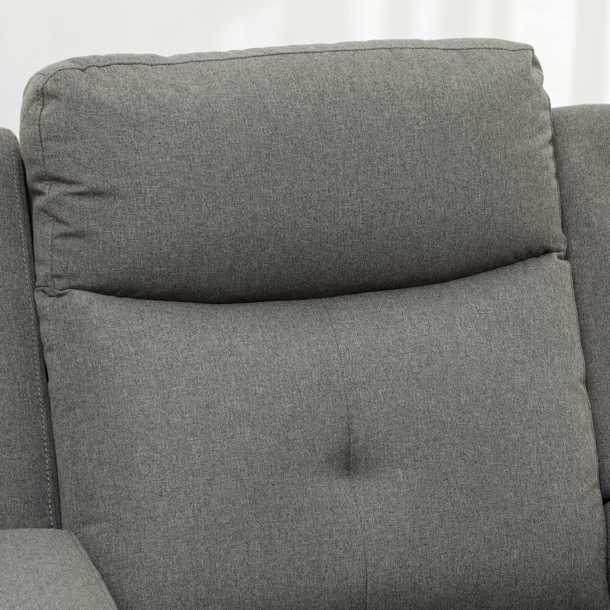 HOMCOM L-Shaped Sofa, Manual Reclining Sectional with Chaise Ottoman, Storage Console, Cup Holders, USB Charging, Gray