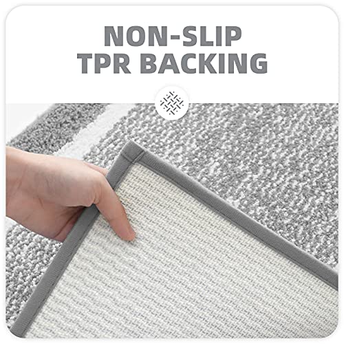 Color G Bathroom Rug Mat, Ultra Soft and Water Absorbent Bath Rug, Bath Carpet, Machine Wash/Dry, for Tub, Shower, and Bath Room (16"x24",Grey and White)