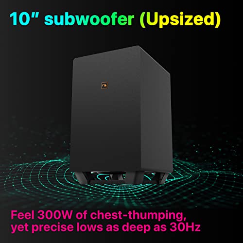 Nakamichi Shockwafe Pro Bluetooth 7.1.4 Channel Dolby Atmos/DTS:X Soundbar with 10" Wireless Subwoofer, 2 Rear Surround Speakers, eARC and SSE Max Technology (New), black