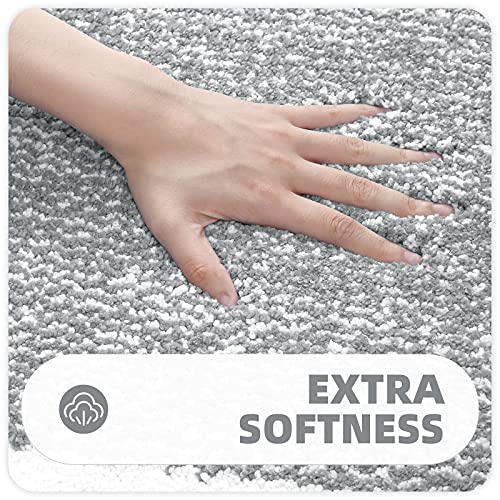 Color G Bathroom Rug Mat, Ultra Soft and Water Absorbent Bath Rug, Bath Carpet, Machine Wash/Dry, for Tub, Shower, and Bath Room (16"x24",Grey and White)